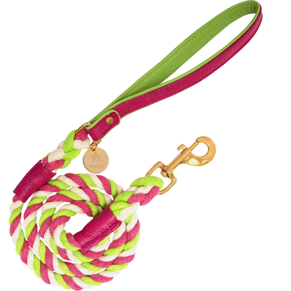 Candy Swirl Leash | Fuchsia & Green Rope Dog Leash